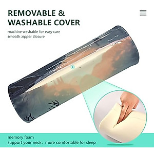 xigua Deers Neck Roll Pillow for Neck Relief with Removable Washable Cover - Memory Foam Round Cylinder Bolster, Ergonomically Designed for Head, Neck, Back, and Legs