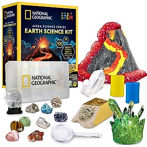 NATIONAL GEOGRAPHIC Earth Science Kit – 100+ Science Experiments & Activities for Kids, Crystal Growing, Volcano Science Kit, Rock Collection, STEM Project Toy for Boys & Girls (Amazon Exclusive)