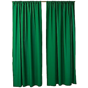 LA Linen Pack-2 Polyester Poplin Backdrop Drape 96 by 58-Inch Wide, Emerald Green, 96 x 58