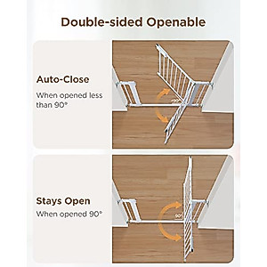 Ciays 29.5” to 37.8” Safety Baby Gate, Extra Wide Auto-Close Dog Gate for Stairs, Easy Walk Thru Indoor Pet Gate for Doorways and Rooms, White Child Gate Easy Pressure Mounted Installation