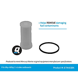 Quicksilver 87946Q04 in-Line Fuel Filter Element for Select Mercury 6-60 Hp 2-Stroke Outboards
