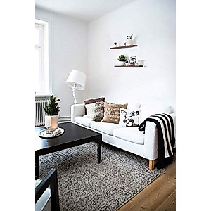 Mkono 5 Pieces Set Floating Shelves for Wall, 2 Pack Rectangle Wood Shelf and 3 Pack Triangle Wood Board Corner Shelves