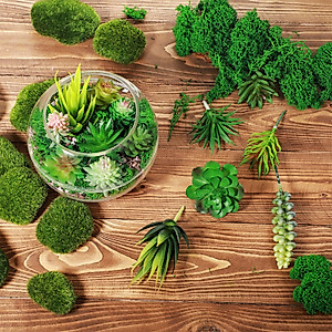 14 Pcs Mini Artificial Succulents Plants Picks,Flocked Faux Succulent Plants, Fake Succulents Plant with Succulent Moss,Realistic Textured Aloe for Home Office Table Garden Decoration