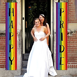 Gay Pride Decoration Outdoor Happy Pride Porch Banner LGBT Pride Day Pride Month Pride Prom Rainbow Party Decoration and Supplies