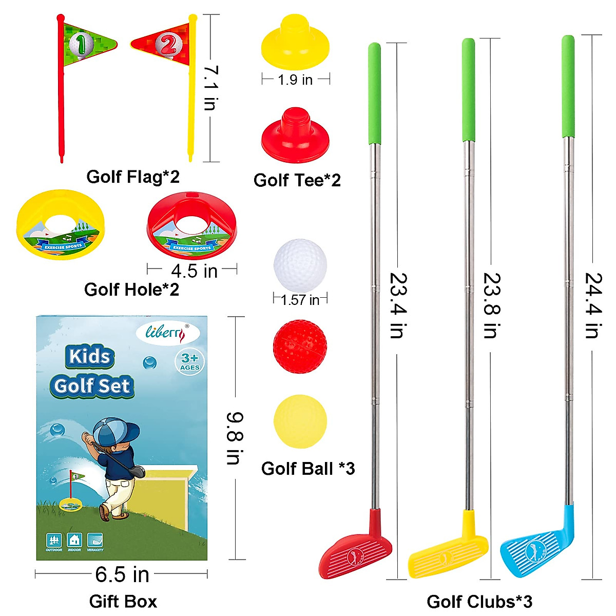 Liberry Kids Golf Club Set, Retractable Toy Golf Clubs for Toddlers, Mini Golf Set for Children Age 3 4 5 Years Old