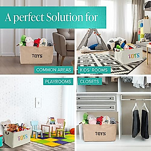Woffit Set of 2 Toy Storage Organizer Baskets for Nursery, Playroom, Kids & Living Room, Etc, EXTRA LARGE Sturdy and Collapsible Tote Bins for Children & Dog Toys Great Chest Box for Boys & Girls