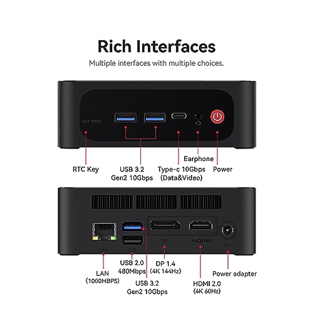 Beelink SER5 MAX Mini PC, AMD Ryzen 7 5800H (8C/16T, up to 4.4GHz), 16GB RAM 500GB PCle3.0 SSD, Mini Gaming Computer Support 4K Triple Display/WiFi6/BT5.2/USB3.2/DP+HDMI/Type-C