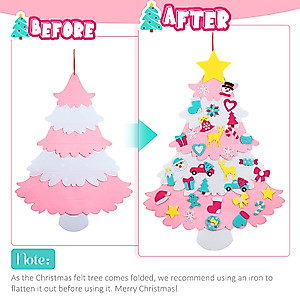 OurWarm Kids Felt Christmas Tree for Kids Wall, 35PCS DIY Felt Christmas Tree Set for Toddlers, Felt Tree for Kids to Decorate Christmas Wall Decorations Wall Hanging Christmas Tree