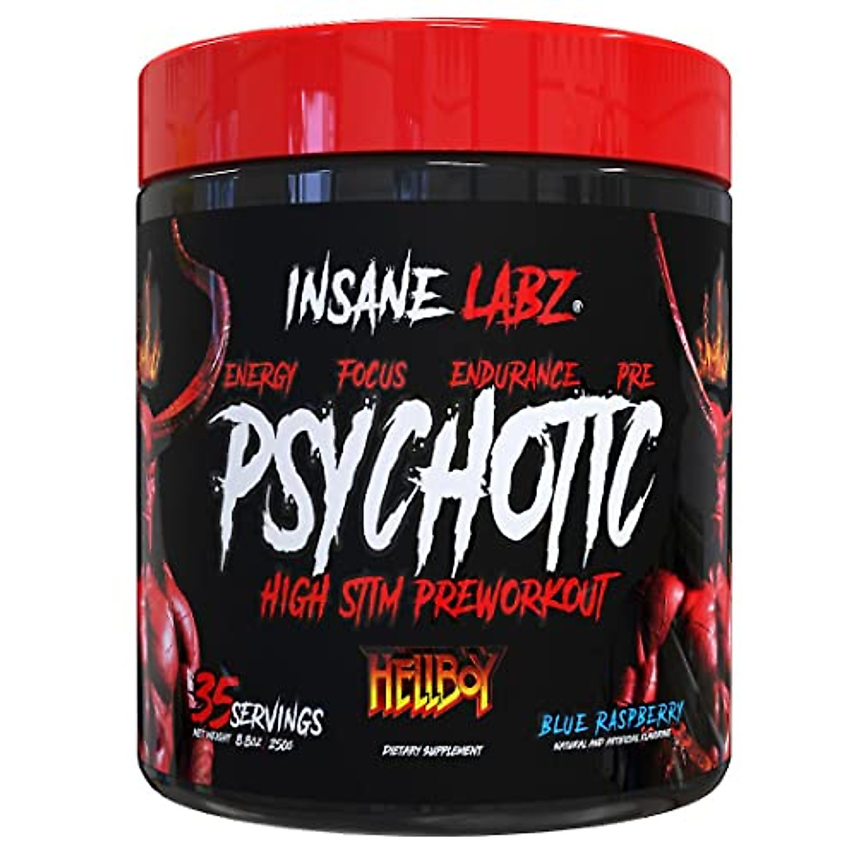 Insane Labz Hellboy Edition, High Stimulant Pre Workout Powder NO Booster with Beta Alanine, L Citrulline, and Caffeine, Boosts Focus, Energy, Endurance, Nitric Oxide Levels, 35 Srvgs
