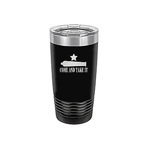 Rogue River Tactical Come and Take It Gonzales Texas Flag 20 Oz. Stainless Steel Travel Tumbler Mug Cup w/Lid Vacuum Insulated Hot or Cold (Black)
