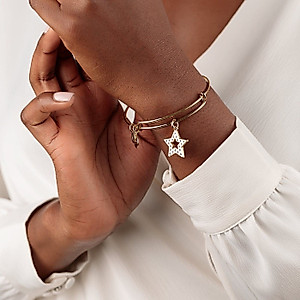 Alex and Ani Path of Symbols Expandable Bangle for Women, Pave Star Charm, Shiny Gold Finish, 2 to 3.5 in