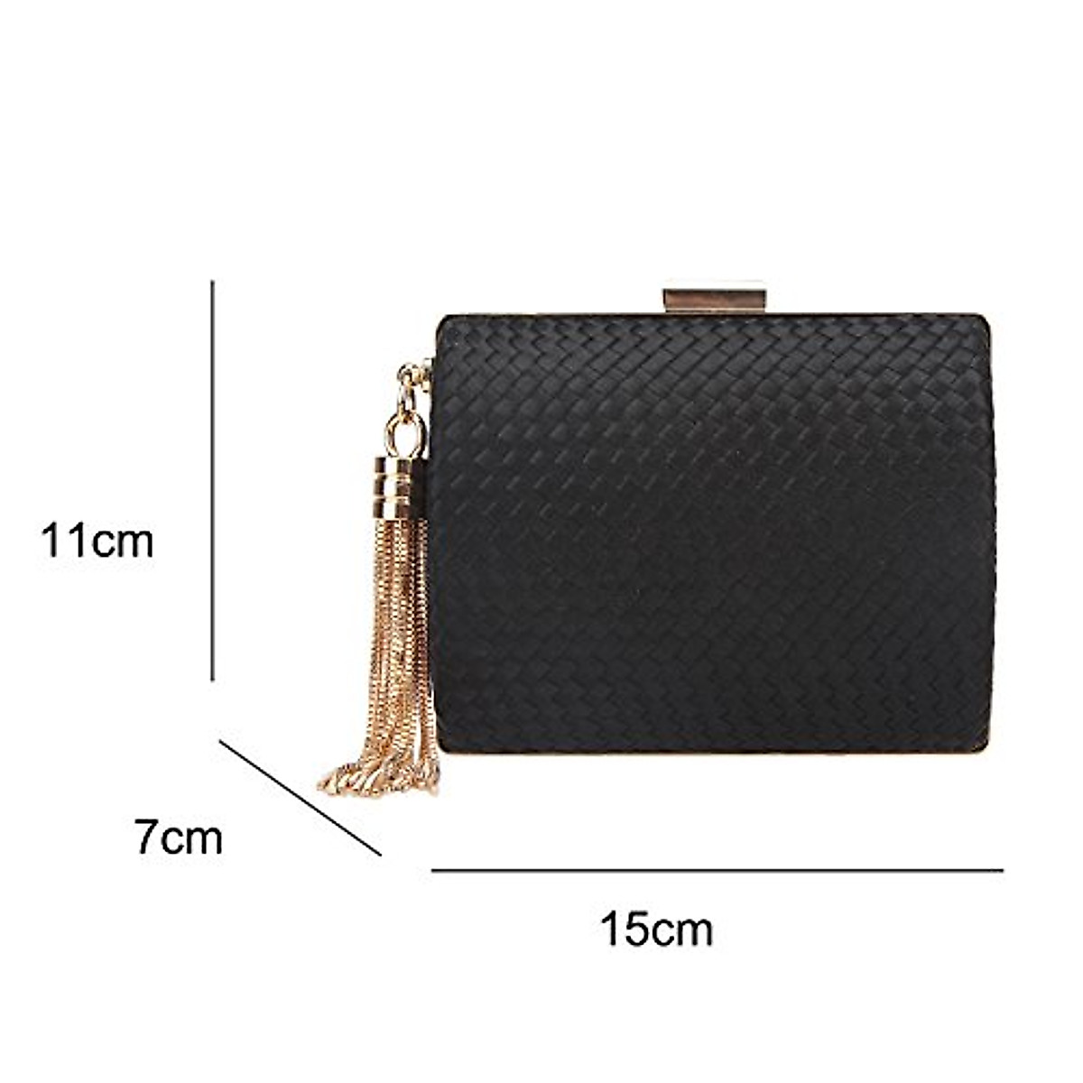 Fawziya Clutches Mini Tassel Weave Evening Clutches For Women Dress Handbags-Black