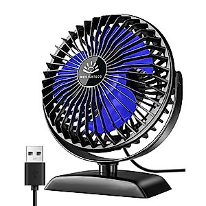USB Desk Fan, Mini Fan but Powerful, Portable USB Fan with 3 Speeds, Quiet Table Personal Fan, 360°Rotate Coolness, Small Table Fan for Home,Office, Bedroom, Desktop,Travel, USB Powered, Black