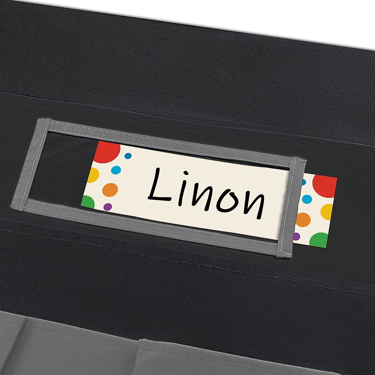 AUVCAS Black Chair Back Pocket School Seat Chair Storage Pocket Organizer with Label Slot Multiple Pockets for School Home Classroom Preschool Daycare