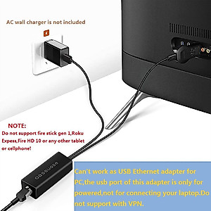 Oassuose Ethernet Adapter for Fire TV Stick,Fire Stick 4K Ethernet Adapter,for Chromecast Ultra/Google Home Mini and Other Streaming TV Sticks.Micro USB to RJ45 Ethernet Adapter-3.3ft