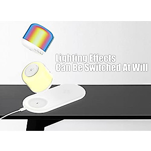 15W Wireless Phone and AirPod Charger, Touch Dimming Multicolor Night Light, Portable Bluetooth Speaker