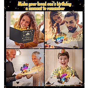 HUAXUS Large Birthday Card Voice Recording - Musical Happy Birthday Cards, 3D Pop up Birthday Cards Gift for Husband, Men, Women(20s recording time)