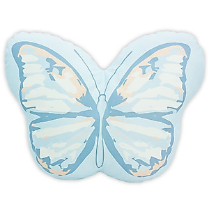 June Garden Decorative Plush Soft Cushion Butterfly Throw Pillow - 16 x 12 Inches - Blue
