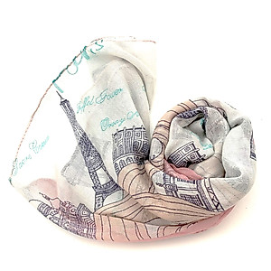 Smiling Wisdom - Wherever You Go, Go With All Your Heart Greeting Card & Paris Scarf Gift Set - Beginnings Goodbye Retirement Journey - Women Grey Peach White (Paris)