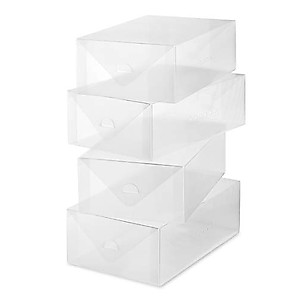 Whitmor Clear Vue Women's Shoe Box, Set of 4, White, 4 Count