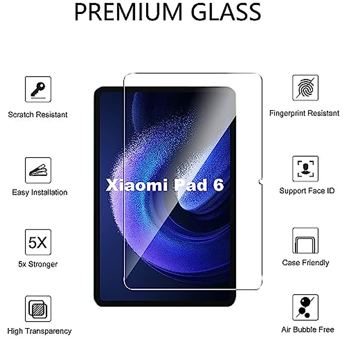 Suttkue for Xiaomi Pad 6/6 Pro 11.00 inch Screen Protector＆Camera Lens Protector,9H Hardness, Anti-Scratch, Tempered Glass flim, Case Friendly, Anti-Fingerprint,Anti-Scratch,(2+2PACK)