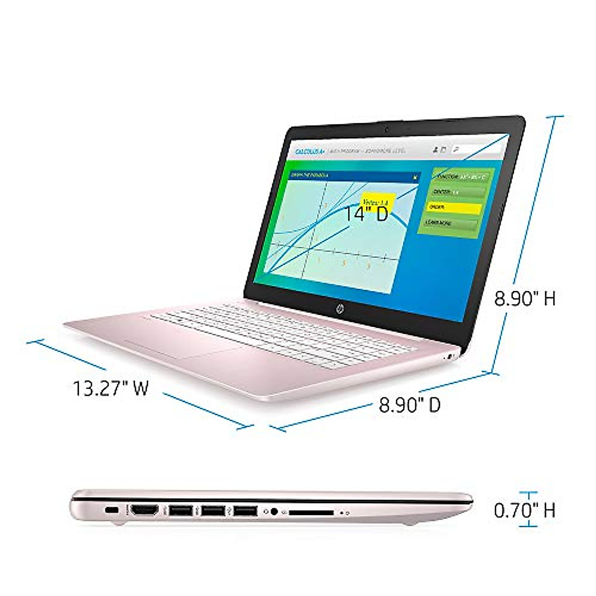 2021 HP Stream 14" HD SVA Laptop Computer, Intel Celeron N4000 Processor, 4GB RAM, 64GB eMMC Flash Memory, Intel UHD Graphics 600, 1-Year Office, Bluetooth, Win 10S, Rose Pink, 32GB SnowBell USB Card