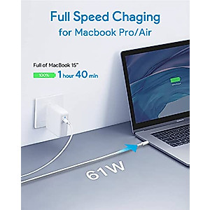 Mac Book Pro Charger, 61W/67W USB C Charger Power Adapter for MacBook Pro/Air 13/14 Inch, for MacBook 12 Inch,Included USB-C to USB-C Charge Cable (6.6ft/2m)