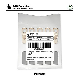 Ring Terminal Connectors Battery Wire Lugs Pure Copper Heavy Duty Cable Ends with Heat Shrink Tube 2AWG 4AWG 6AWG 8AWG (4AWG 5/16" Ring)