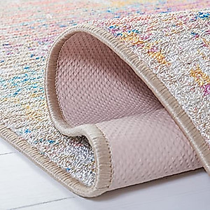 Safavieh Sequoia Collection Area Rug - 6'7" x 9', Blue & Gold, Abstract Distressed Design, Non-Shedding & Easy Care, Machine Washable Ideal for High Traffic Areas in Living Room, Bedroom (SEQ155M)