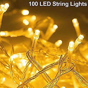 Blingstar Christmas Lights 33ft 100 LED String Lights 30V Plug in Fairy Lights Waterproof 8 Modes Warm White Fairy String Lights for Indoor Outdoor Bedroom Wedding Party Patio Christmas Tree