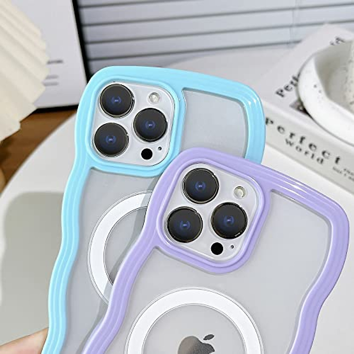 Yeddabox Compatible for iPhone 13 Pro Max Case with Magsafe, Wave Magnetic Phone Case Cute Water Ripple Candy Colors Frame Shockproof for iPhone 13 Pro Max Phone Case for Women 6.7 Inch - Pink