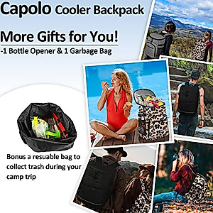 Cooler Backpack Insulated Leakproof Waterproof Backpack Cooler Bag 30 Cans, Large Capacity Lightweight Travel Camping Beach Drink Beverage Beer Bag Cooler Ice Chest for Men and Women, Black