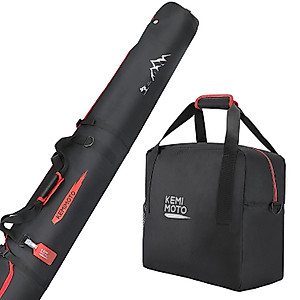 KEMIMOTO Ski Bag and Boot Bag Combo, Snowboard Bag Padded Ski Bags for Air Travel, Snow Ski Bags Fit Skis Up to 200cm, Ski Double Bag Combo