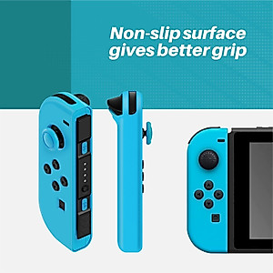 TNP Joycon Case for Nintendo Switch - Silicone Joy Con Case for Nintendo Switch & Switch OLED - Protective Switch Controller Case Cover with Thumb Grip Caps for Nintendo Switch Joycon (Neon Blue+Red)
