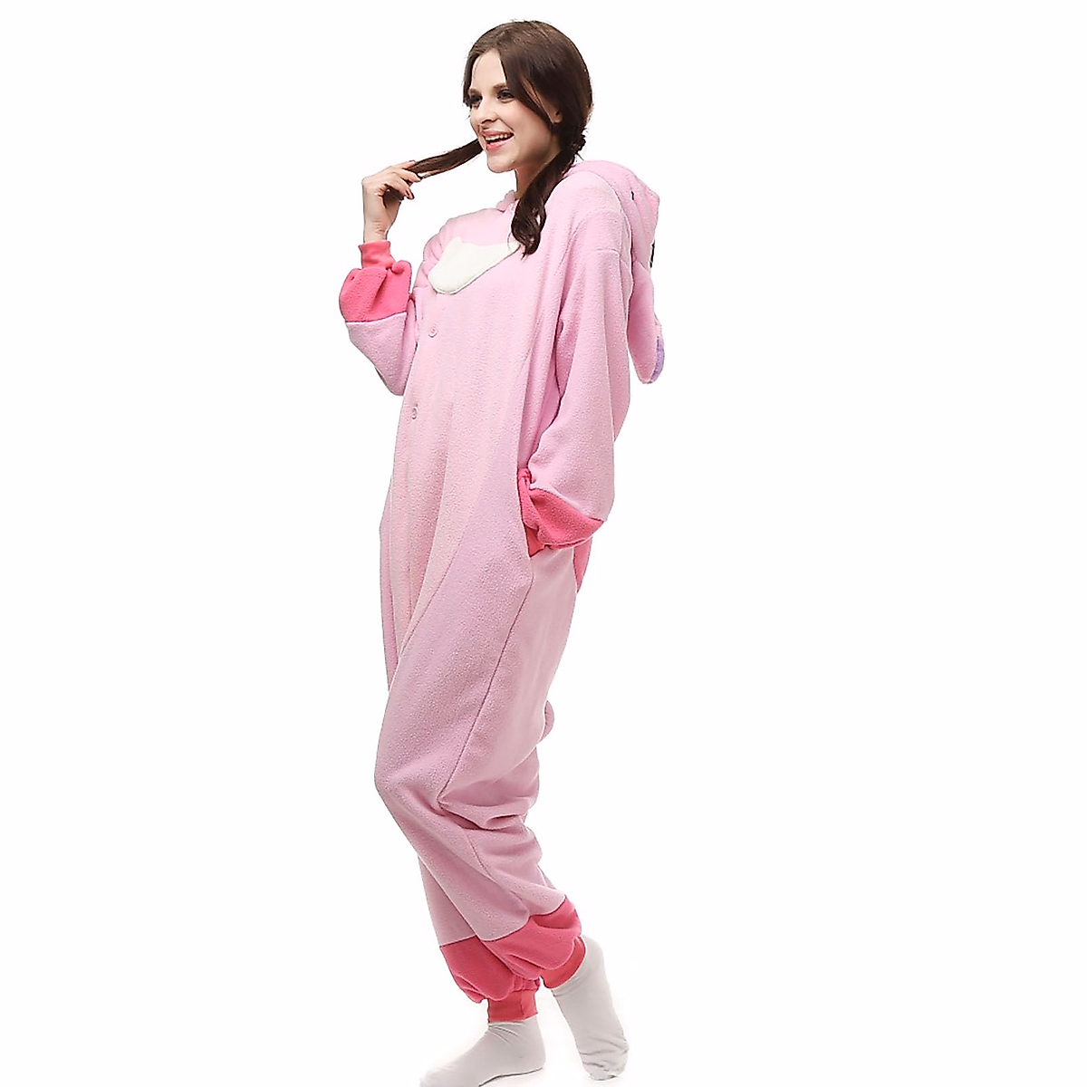 GLGCOS Pink Stitch Onesie Costume for Women Men Unisex Adult Halloween Christmas Party Pajamas X-Large