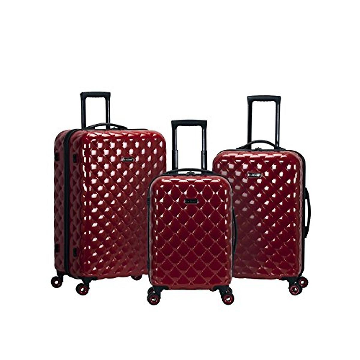Rockland Quilt Hardside Expandable Spinner Wheel Luggage, Red, 3-Piece Set (20/24/28)