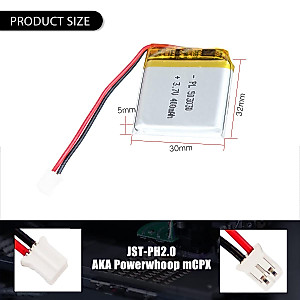 AKZYTUE 3.7V 400mAh 503030 Lipo battery Rechargeable Lithium Polymer ion Battery Pack with JST Connector