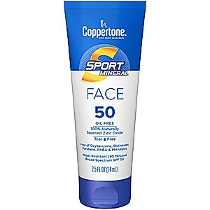 Coppertone Sport Mineral SPF 50 Zinc Oxide Mineral Sunscreen Multi Pack, Sport Mineral Body Sunscreen Lotion & Sport Mineral Face Sunscreen Lotion (5 fl. oz. + 2.5 fl. oz. Bundle)