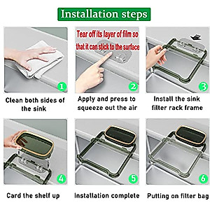 Kitchen Sink Strainer, Foldable Sink Filter Rack with 100 Pcs Disposable Fine Mesh Bags, Sink Filter Holder for Waste Leftover