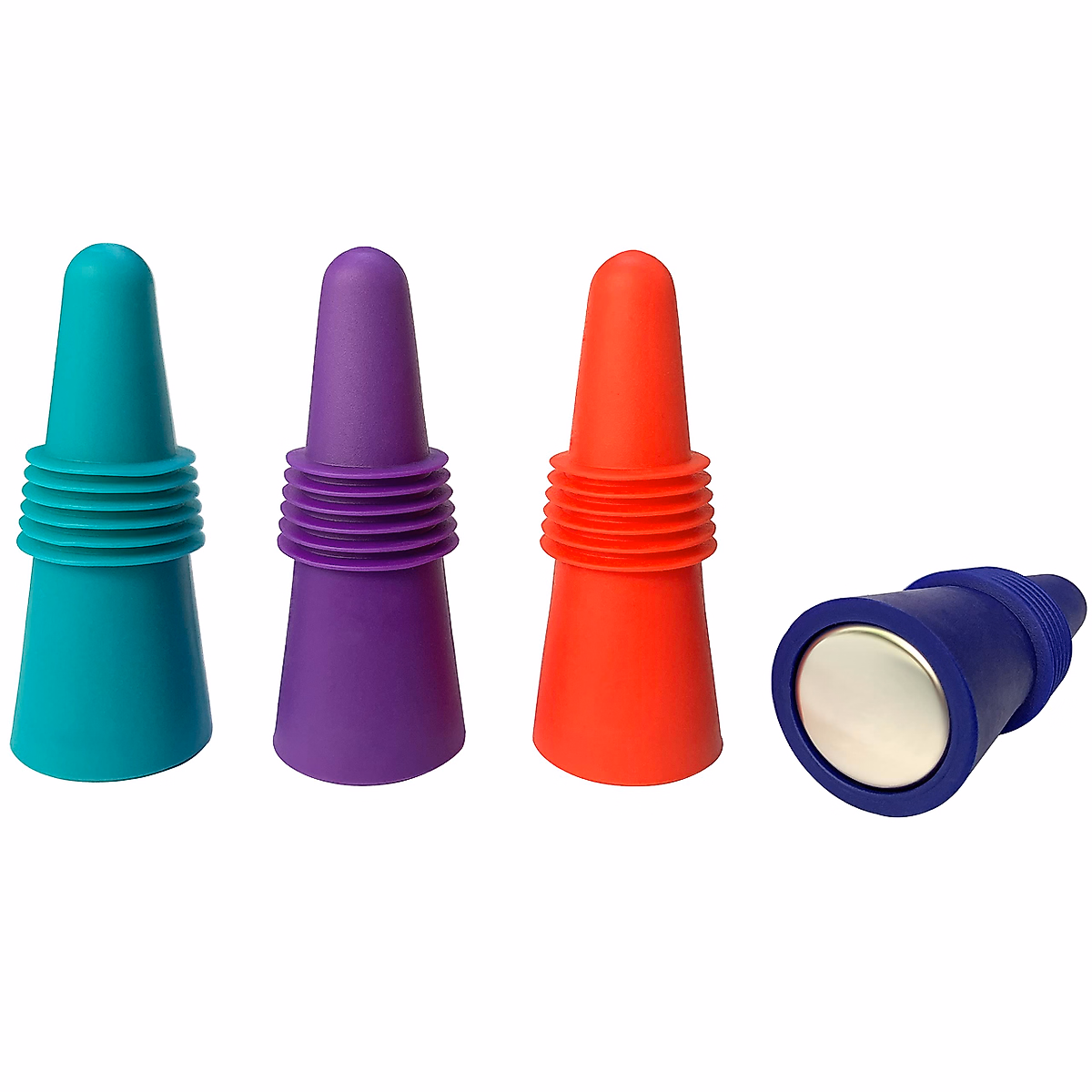 FXHDC-M 4 pcs Reusable Cork Novelty Wine Bottle Stoppers Rubber for Bottles of Opened Win Cork to Keep The Wine Champagne Beer Fresh