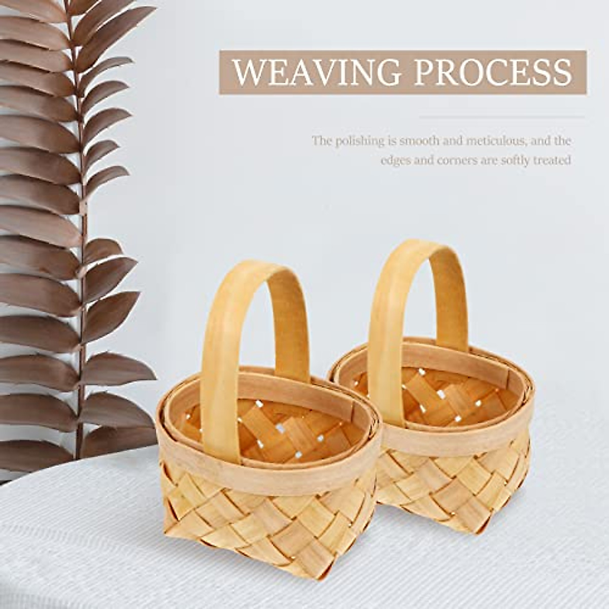 YARNOW 4pcs Wicker Basket with Handles Simple Hand- Woven Baskets Handwoven Basket for Fall Decor, Picnics, Gifts, Home Decor