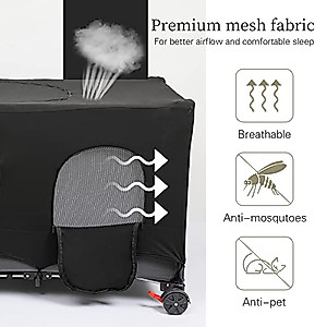 Pack N Play Blackout Cover, Crib Canopy Cover for Pack and Play, Breathable Blackout Tent for Travel Crib, Portable Stretchy Netting Cover for Indoor Outdoor Travel Playard