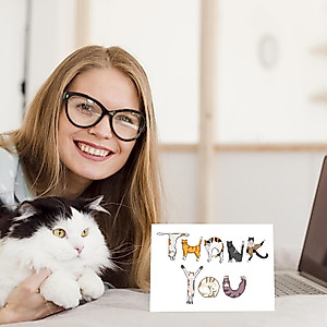 Bhiosng MOCO PAPER Funny Cat Thank You Card For Men Women, Cute Cat Thank You Gift for Him Her, Appreciation Card Thanks Gift for Friend Teacher Boss Coworker, Thank You Card For Cat Mom Dad