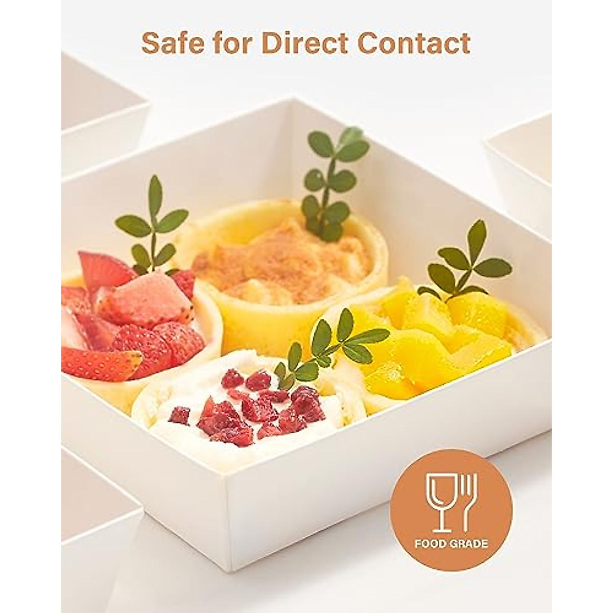 Kootek 50 Pack Paper Charcuterie Boxes with Clear Lids, 5.7 Inches Disposable Individual Food Containers Dessert Bakery Box for Sandwich, Slice Cake, Cookies, Hot Cocoa Bombs, Strawberries