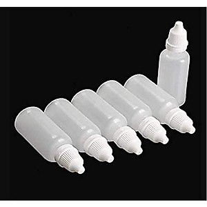 UPSTORE 12PCS 30ml 1oz Empty Plastic Squeezable Eye Liquid Dropper Bottles Drop Jars Squeeze Eye Dropper Container with Screw Caps and Plugs