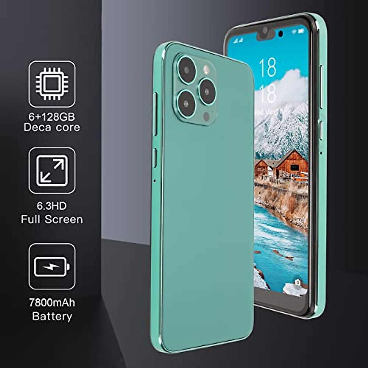 Airshi Face Unlocked Cell Phone, 8MP 16MP Camera GPS Supported 100-240V 4G Unlocked Smartphones for Entertainment (US Plug)