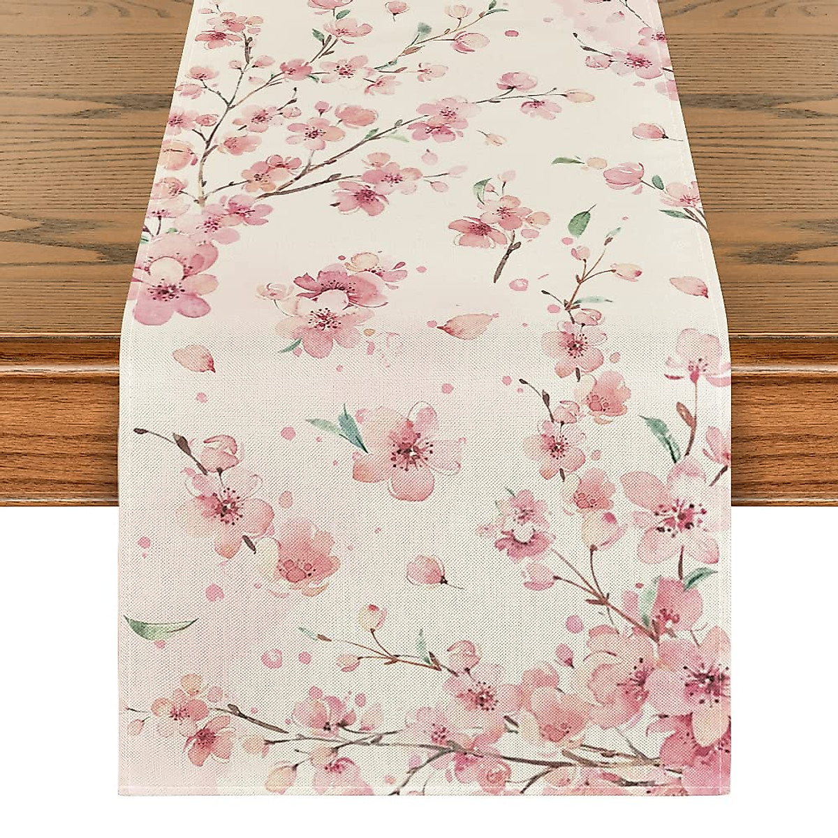 Artoid Mode Floral Cherry Blossoms Branches Summer Table Runner, Seasonal Spring Kitchen Dining Table Decoration for Home Party Decor 13x48 Inch