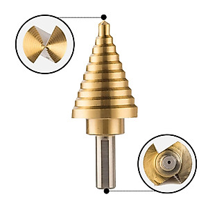 Step Drill Bit Set & Automatic Center Punch 5pcs HSS Cobalt Titanium Step Drill Bit Set, Multiple Hole 50 Sizes High Speed Step Drill Bit Set with Aluminum Case