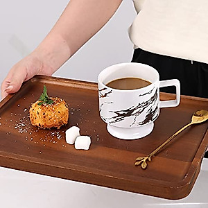 ANTIS'S HOME Stackable Coffee Mugs Set of 4 with Stand, Marble Silver Pattern 10 OZ Ceramic Coffee Mug Set with Rack, Espresso Cups Set Coffee Cup Set for Coffee, Tea, Cocoa, Milk