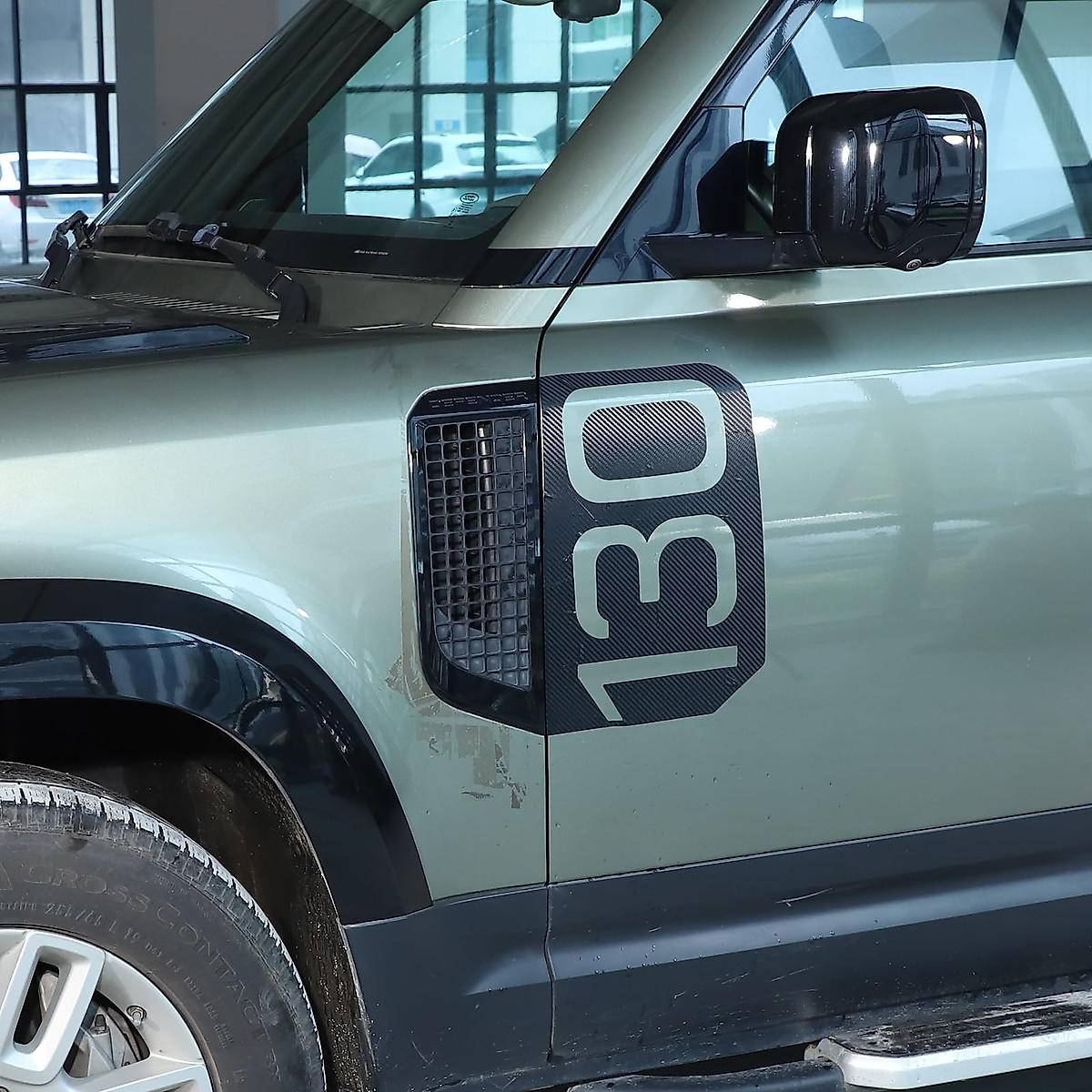 Black & Carbon Fibre Tecture Car Vinyl Decal Front Fender Stickers Section Side Scuttles Compatible for Land Rover Defender 130 110 90 2020 2021 2022 2023 2024 PVC Accessories (for 130, Carbon Fibre)